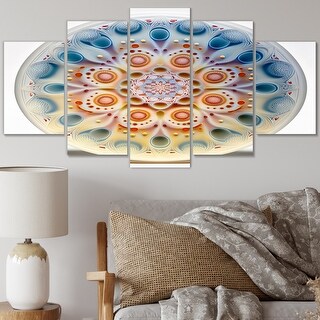 Designart "Soft Colored Cymatics Mandala VI" Modern Geometric Multipanel Canvas Art Print set ...